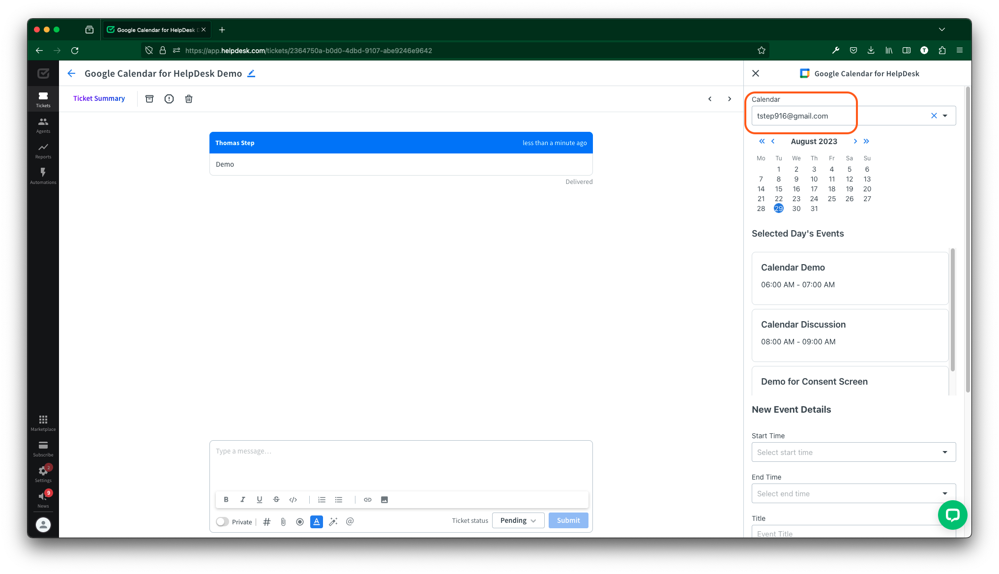 Google Calendar For HelpDesk Tutorial